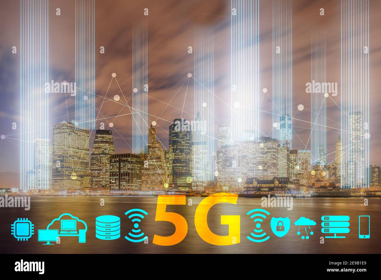Concept of 5g networks in the large cities Stock Photo - Alamy