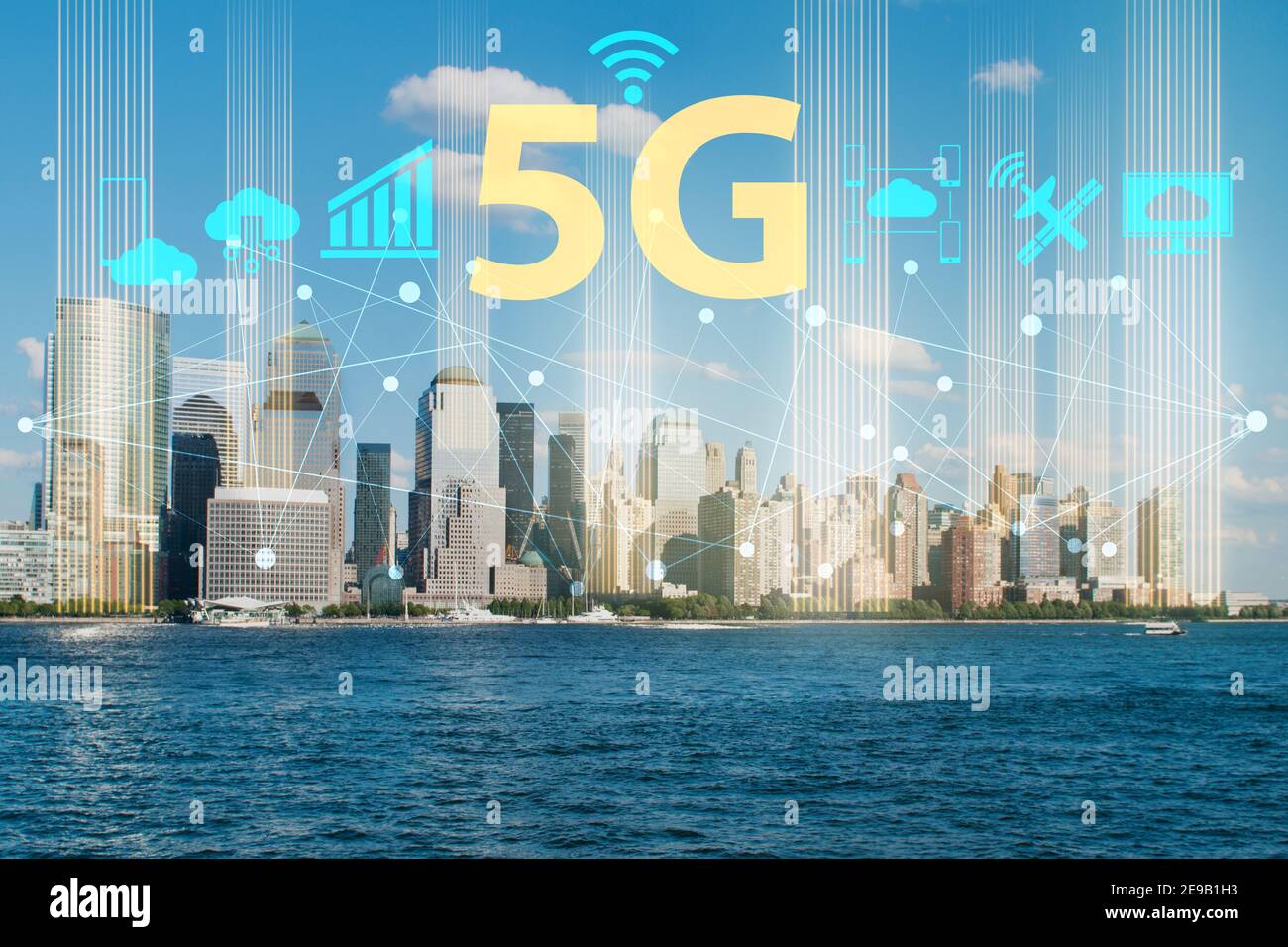 Concept of 5g networks in the large cities Stock Photo - Alamy