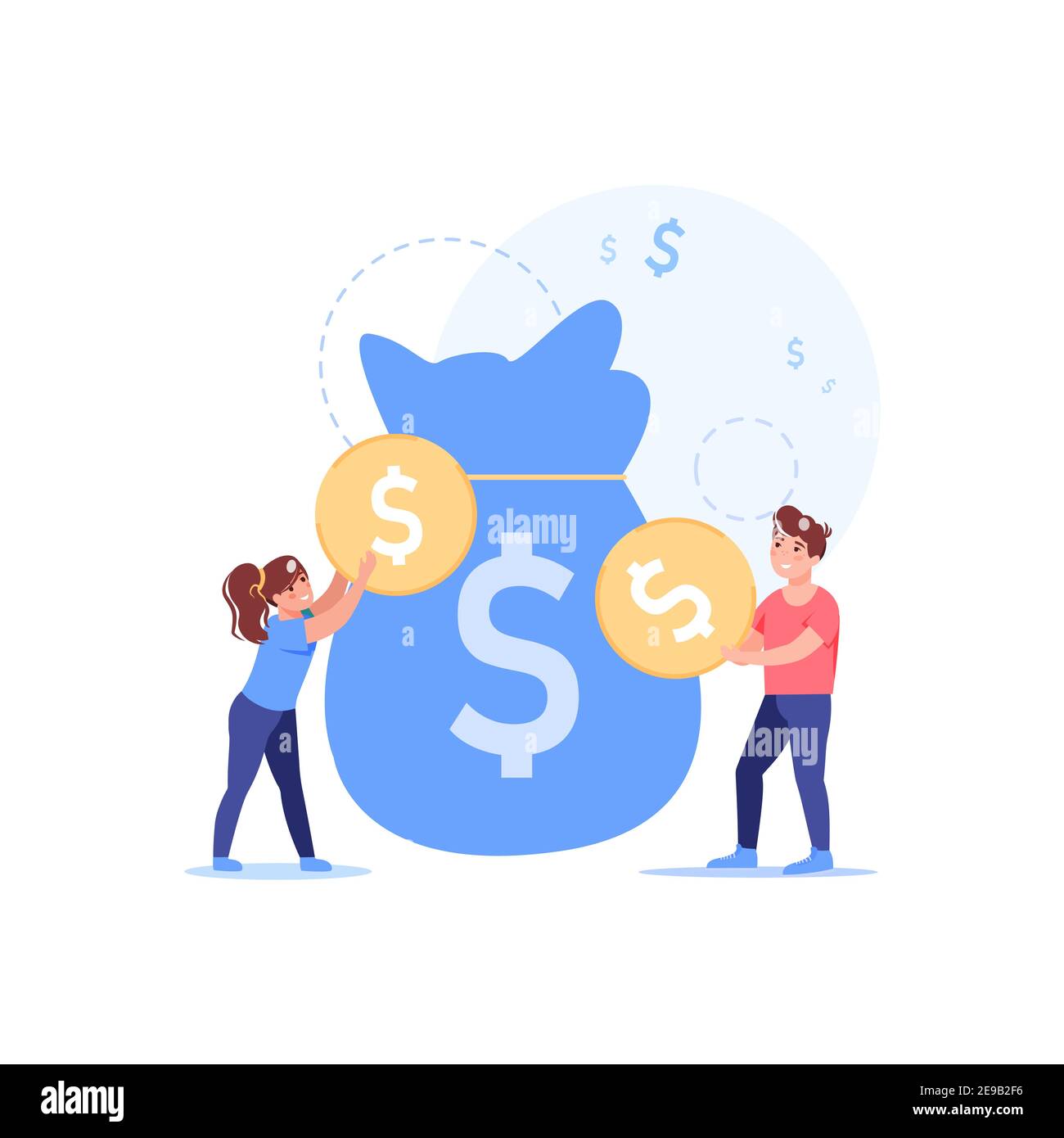 Flat cartoon children characters,family budget finance management plan ...