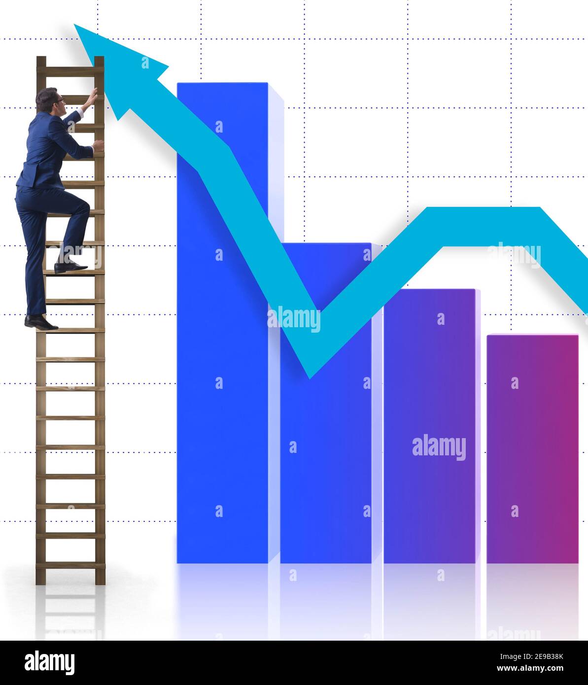 The businessman climbing towards growth in statistics Stock Photo - Alamy