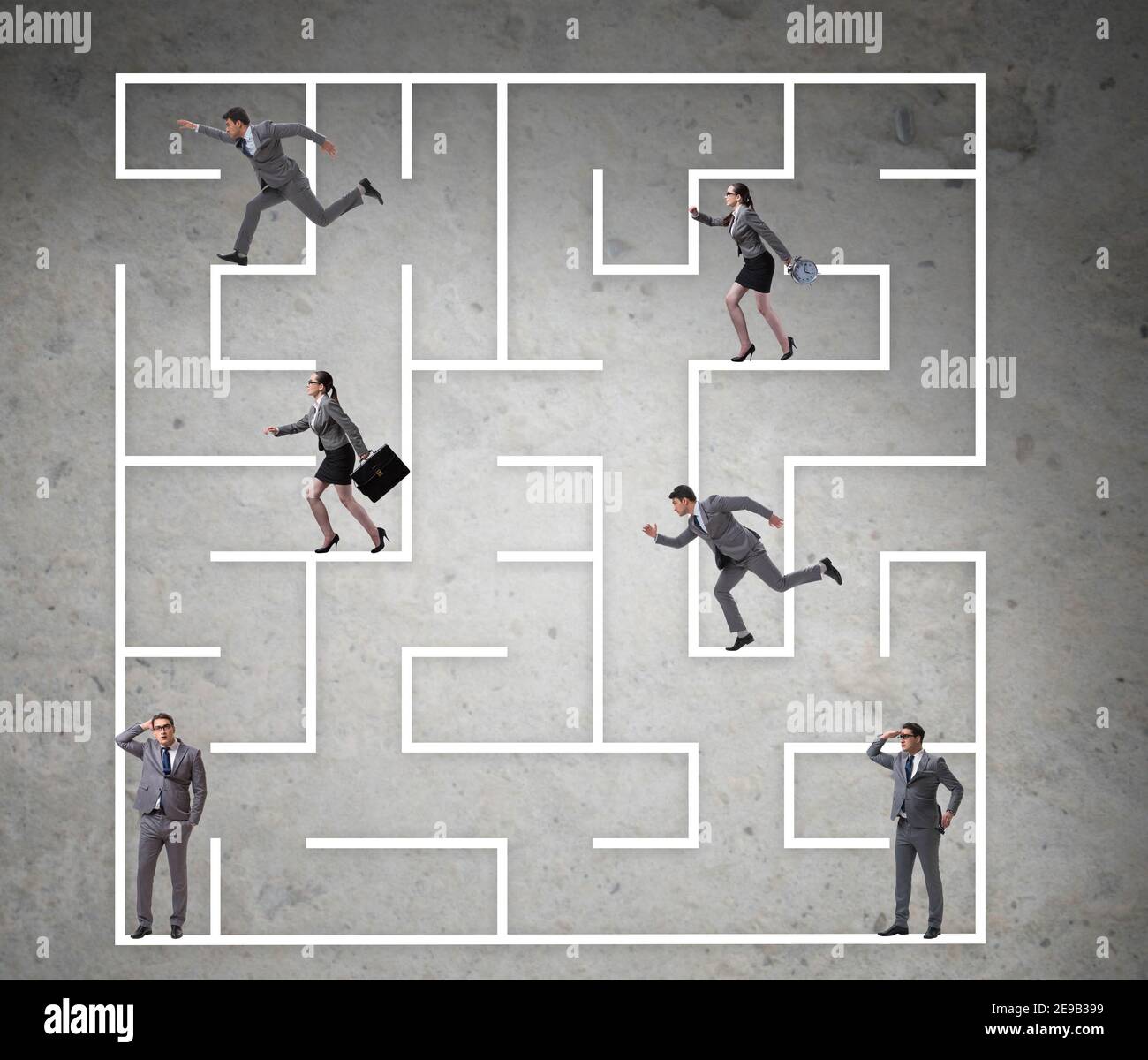 The business people getting lost in maze uncertainty concept Stock ...