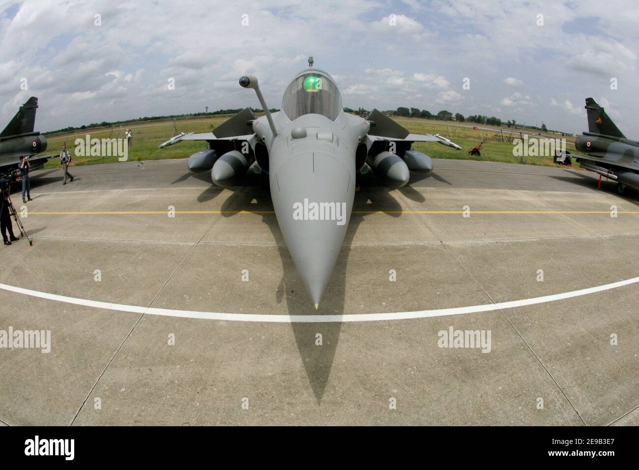 Arrival of the first jetfighter 'Rafale' built by Dassault Aviation at ...