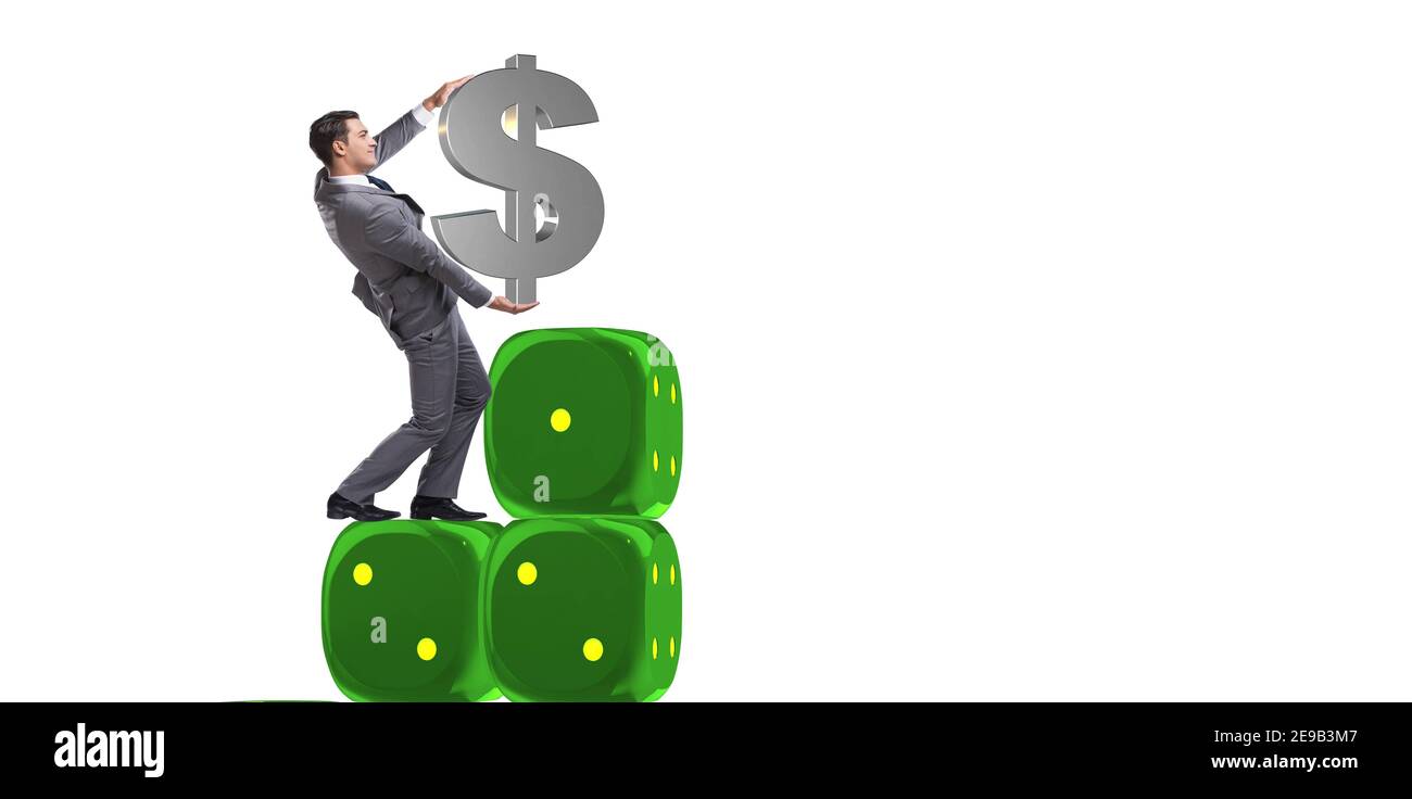 Businessman throwing dice Cut Out Stock Images & Pictures - Alamy