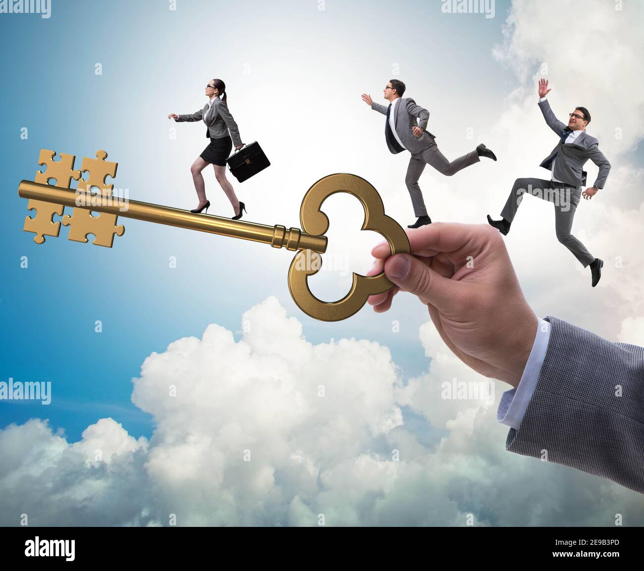 The business people chasing each other towards key to success Stock ... The business people chasing each other towards key to success Stock ...