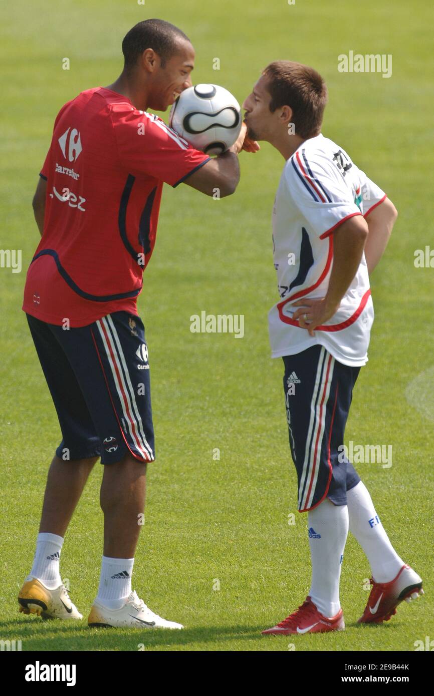 France's Thierry Henry and Franck Ribery during a training session at ...