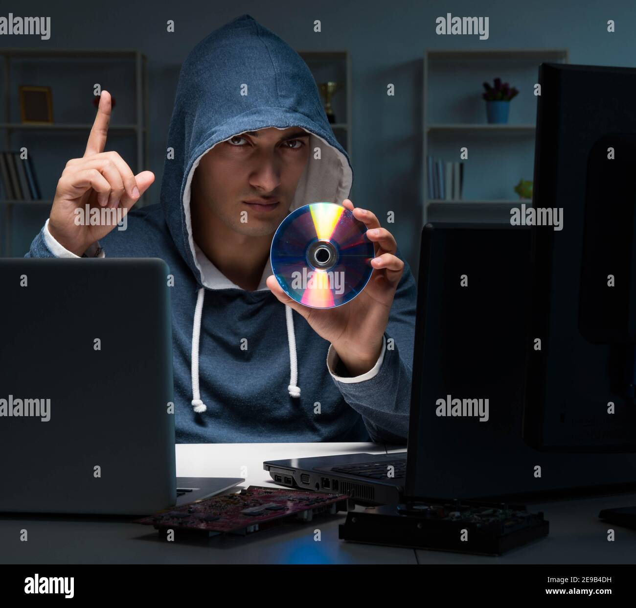 The hacker hacking computer at night Stock Photo - Alamy