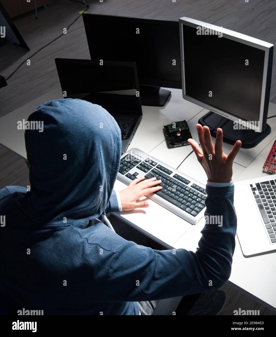 The hacker hacking computer at night Stock Photo - Alamy