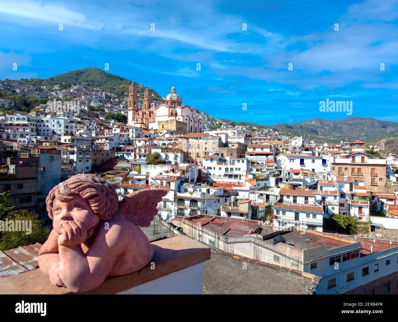Mexico, Taxco city lookout overlooking scenic hills and colorful ...