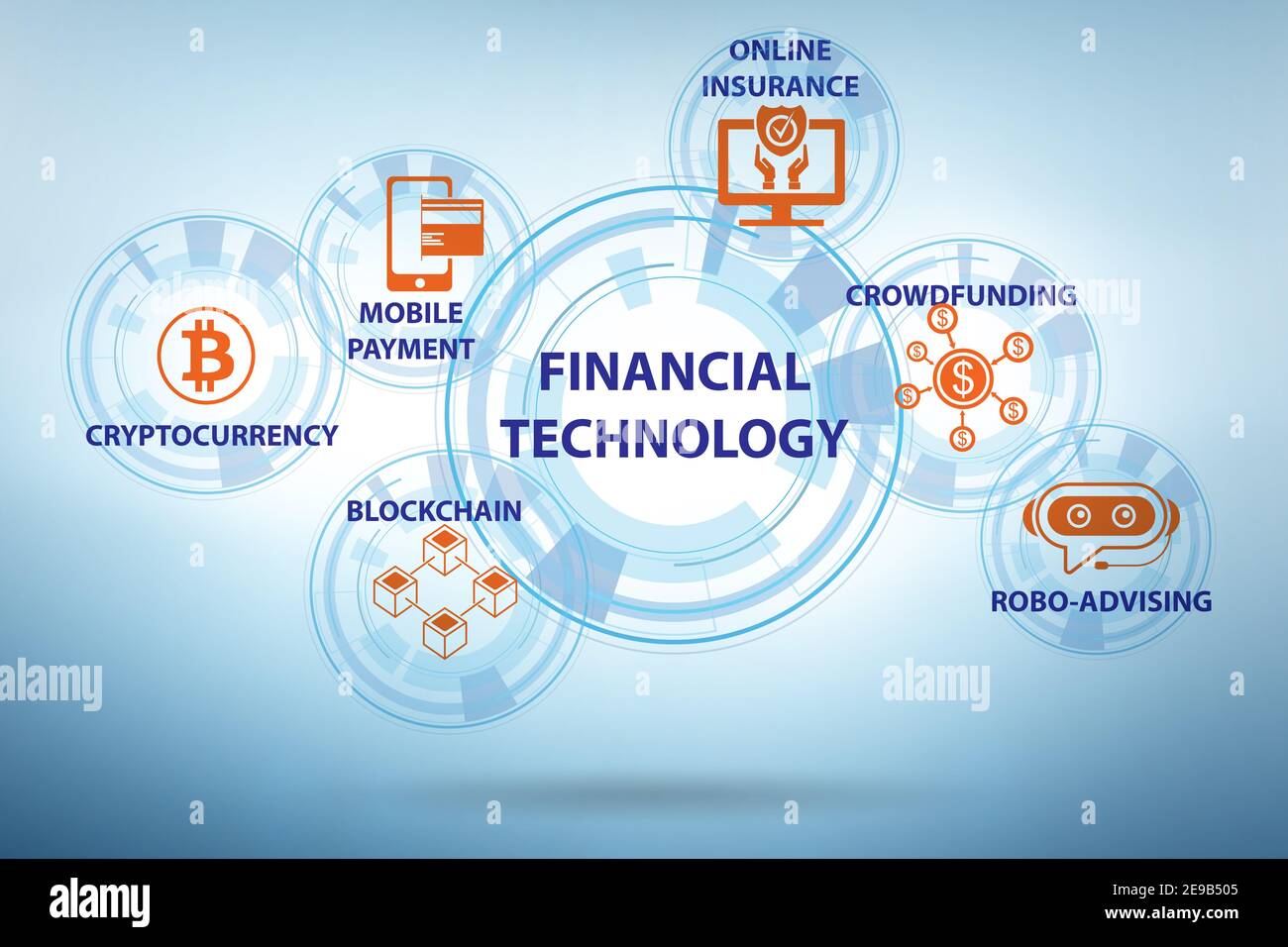 Financial technology concept illustration with the key elements Stock ...