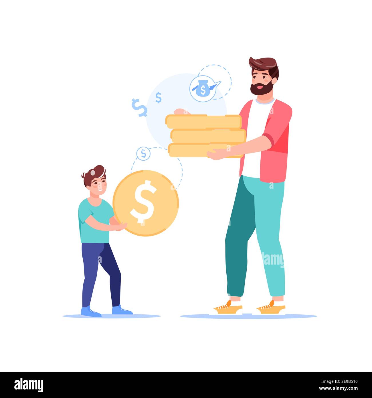 Flat cartoon characters family budget finance management plan,vector ...