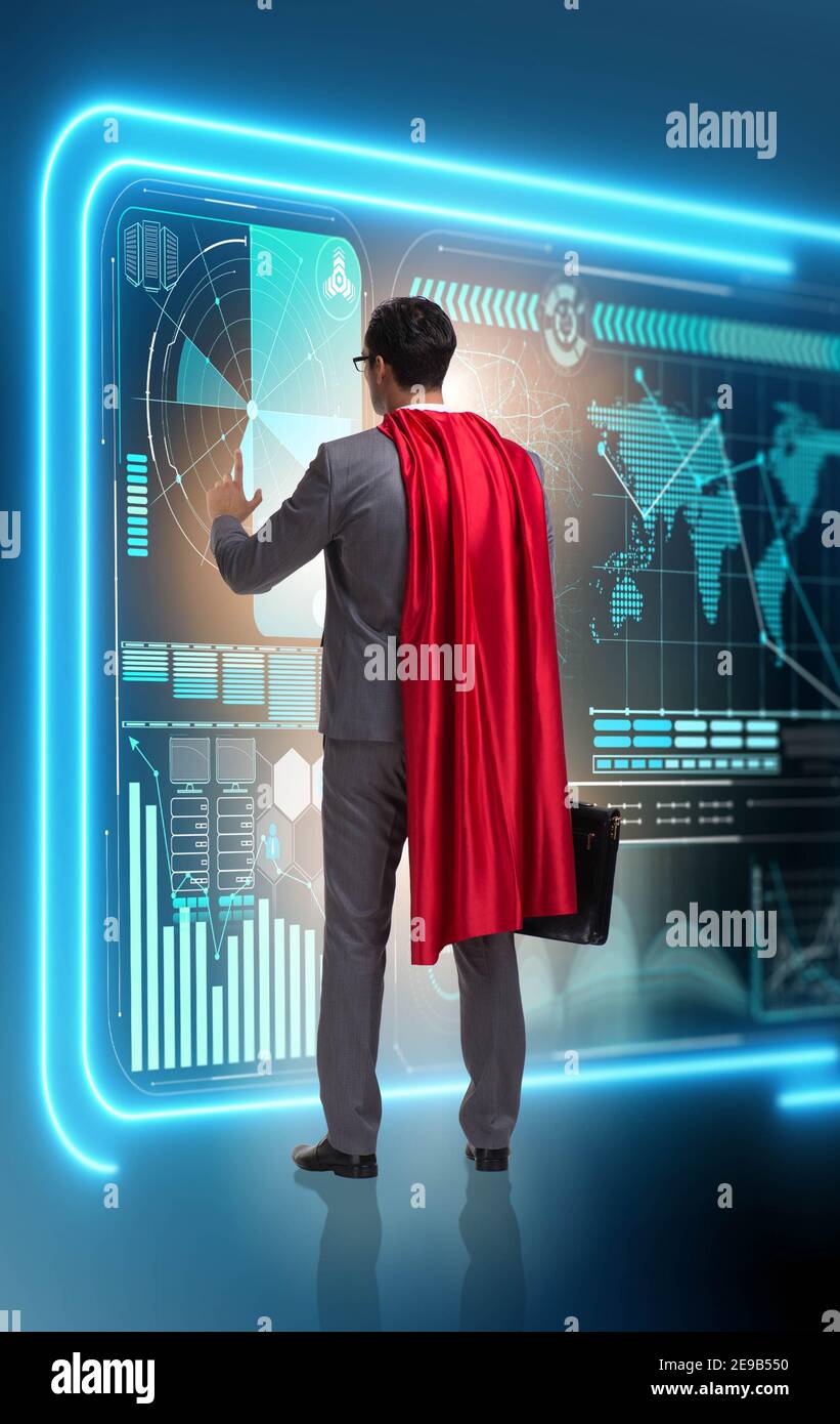 The superhero in data management concept Stock Photo - Alamy