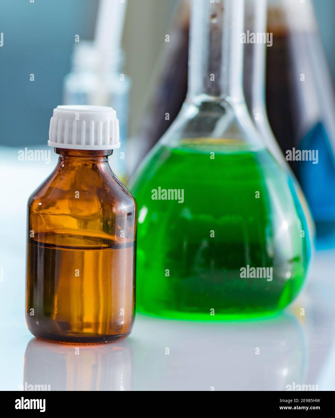 The various chemical solutions in the lab Stock Photo - Alamy