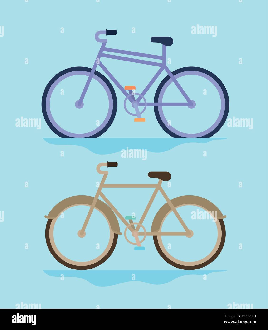 set of two bycicles on a blue background Stock Vector Image & Art - Alamy