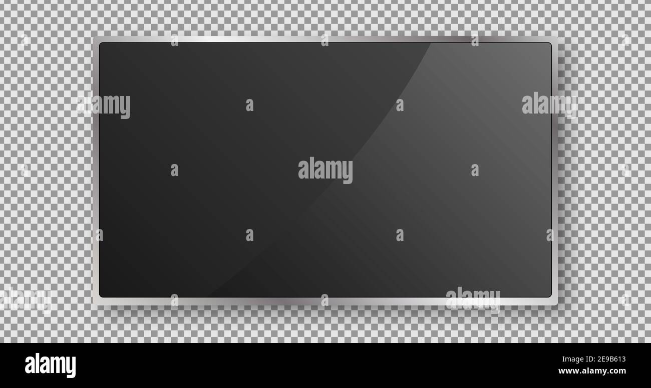 Tv Screen Display. Black Monitor Design. Digital Lcd Panel. Wall Led ...