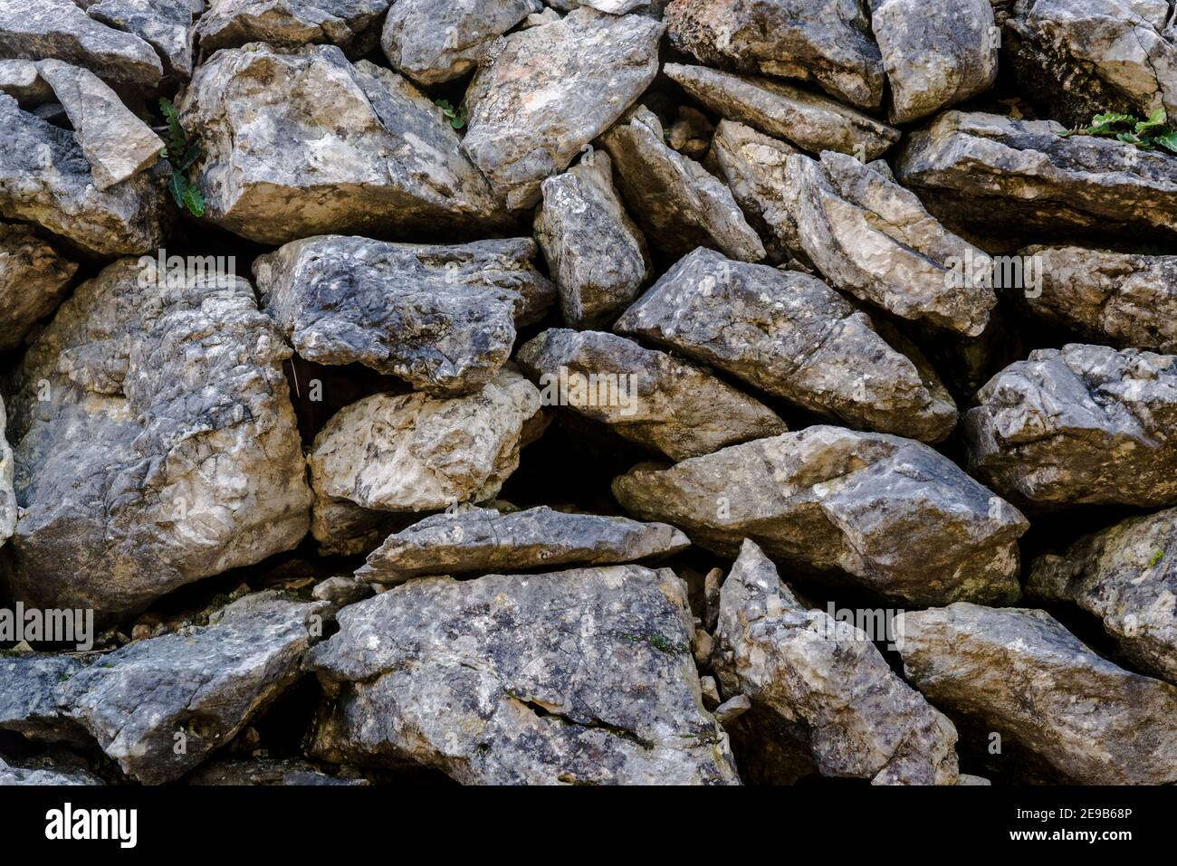 Traditional dry limestone wall constructed without cement, Island of Iz ...