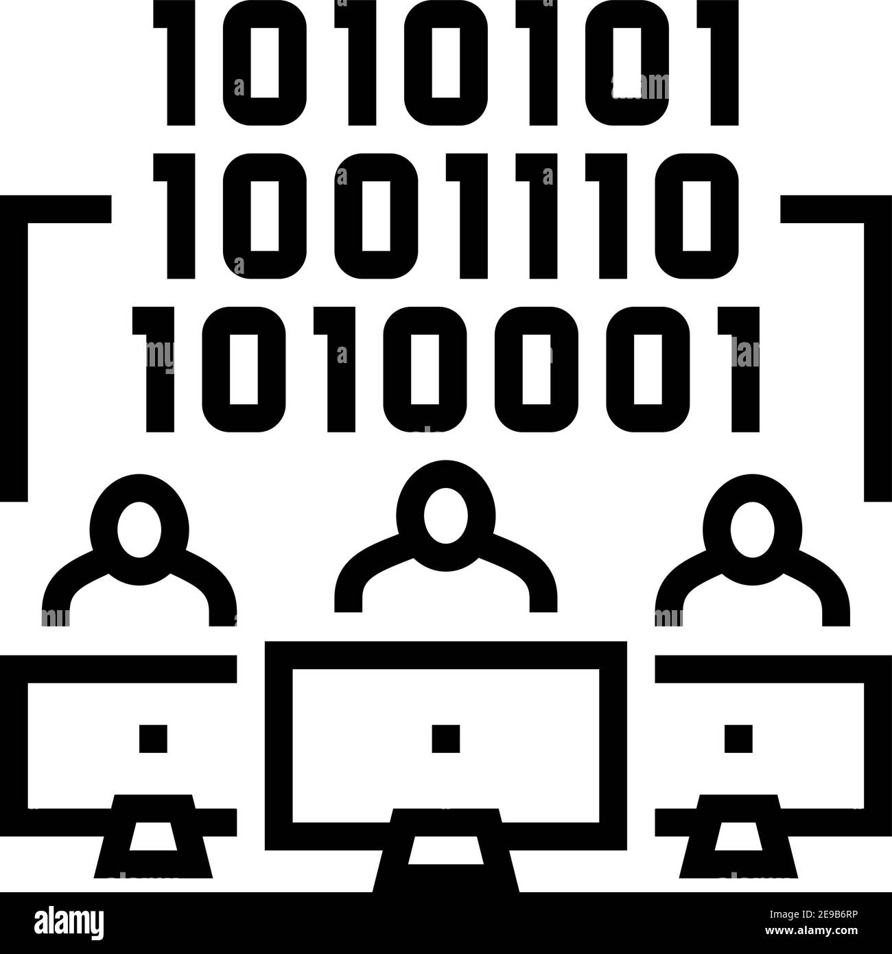 coding teamwork line icon vector illustration Stock Vector Image & Art ...