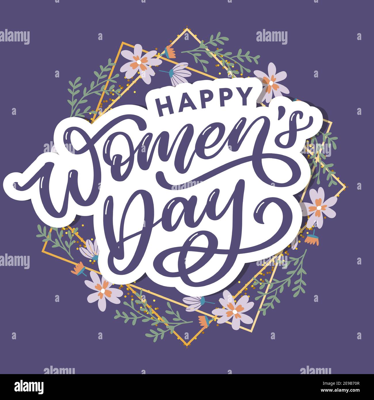 Happy Women's Day handwritten lettering. Modern vector hand drawn ...