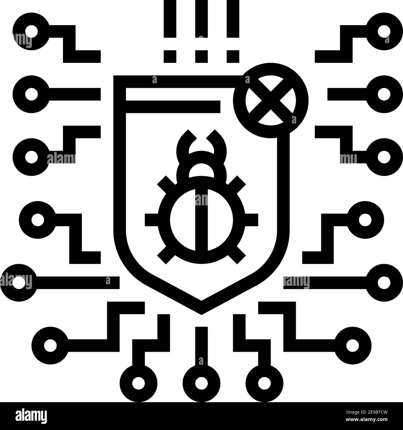 computer protection program anti-virus line icon vector illustration ...