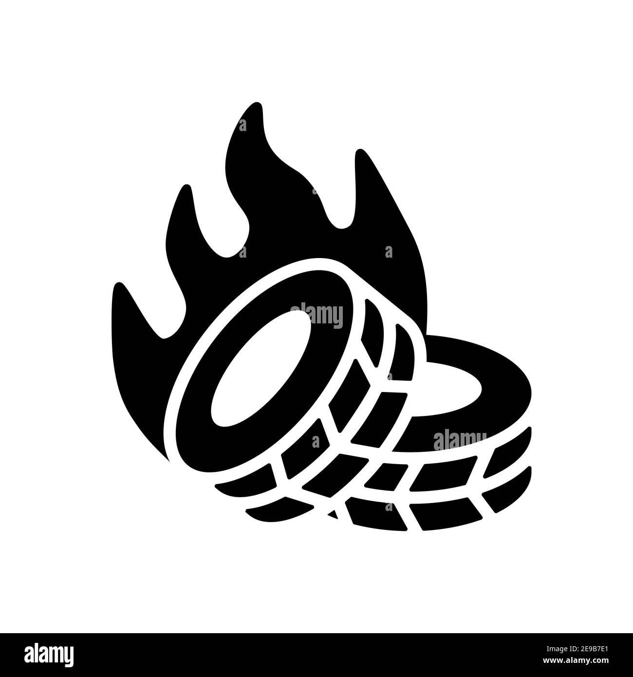 Two lying burning tires revolutionary barricade vector glyph icon ...