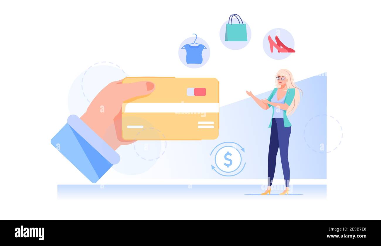 Flat cartoon character spend money online,vector illustration concept ...