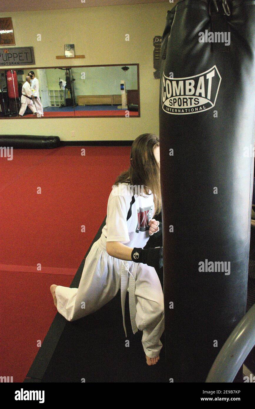 This action photo is of my son in his Karate class. Karate is a martial ...