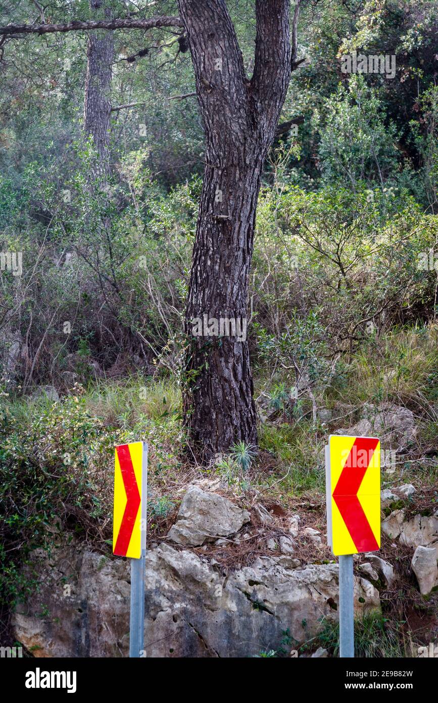 Confusing road signs, Island of Iz, Zadar archipelago, Dalmatia ...
