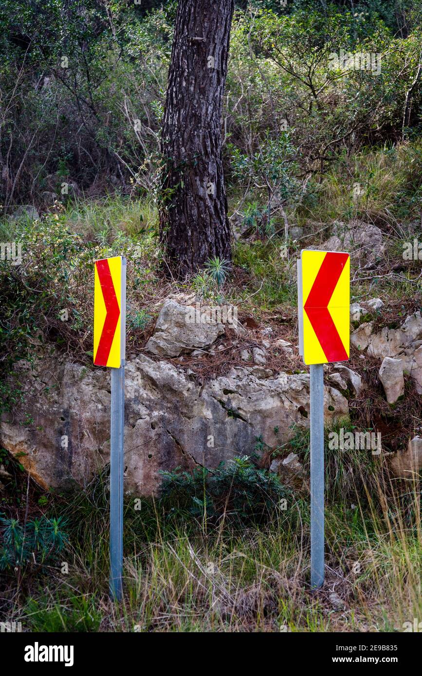 Confusing road signs, Island of Iz, Zadar archipelago, Dalmatia ...