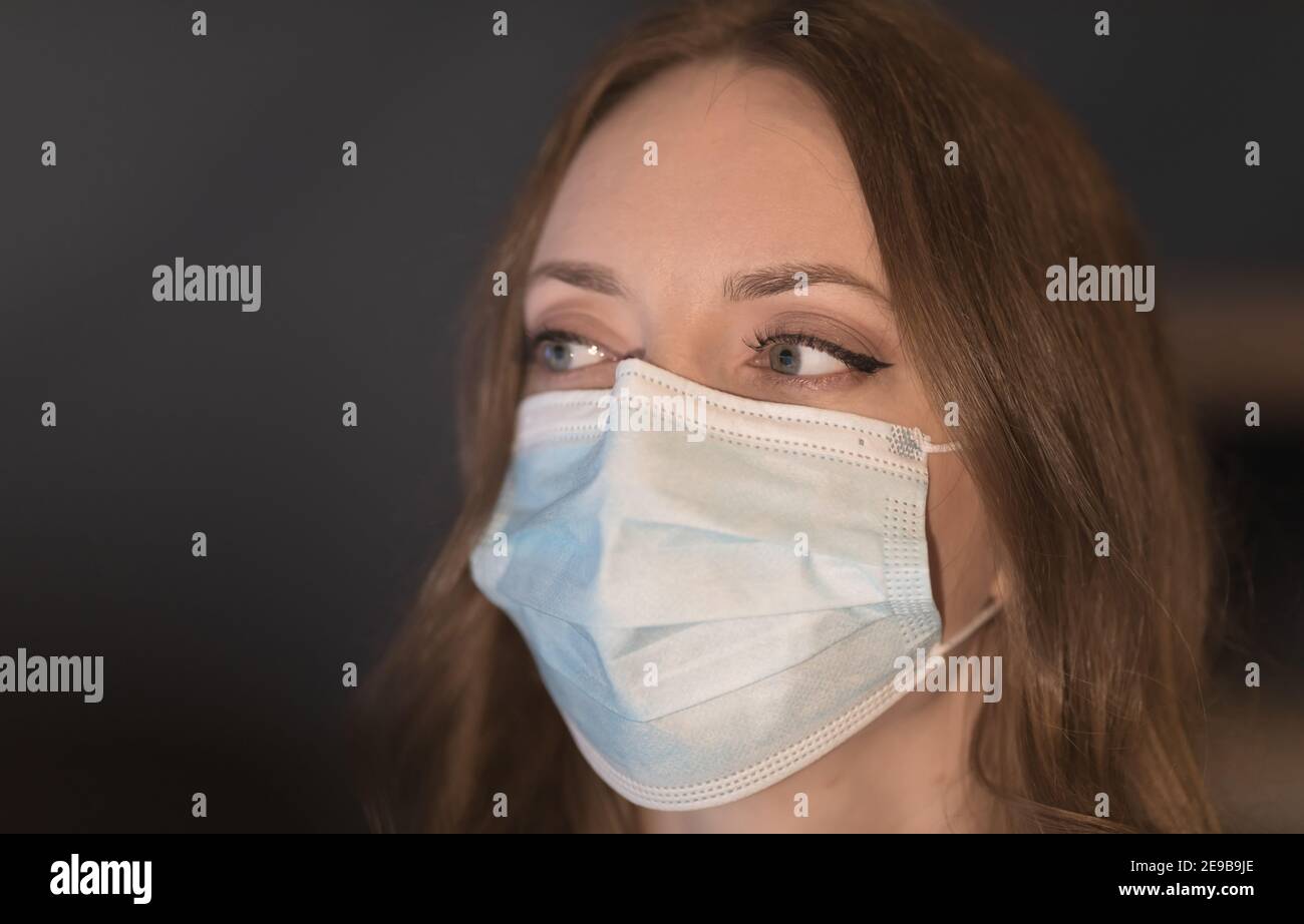 Woman wearing medical face mask to prevent others from corona COVID-19 ...