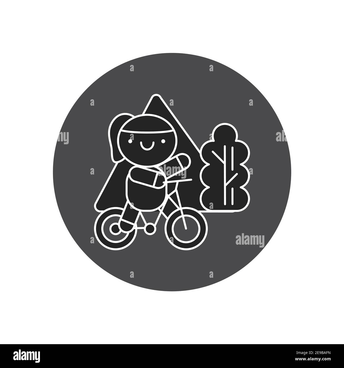 Cute girl on bicycle glyph black icon. Outdoor activities kawaii ...