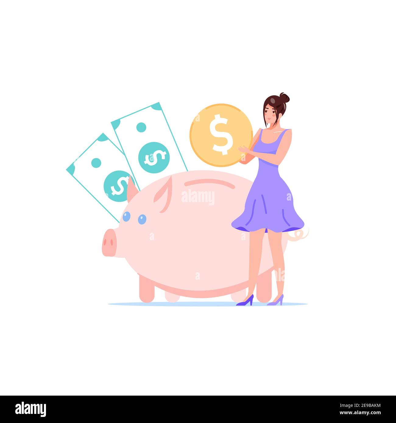 Flat cartoon character home budget finance management,money saving ...