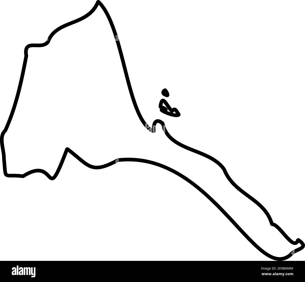 Eritrea Solid Black Outline Border Map Of Country Area Simple Flat