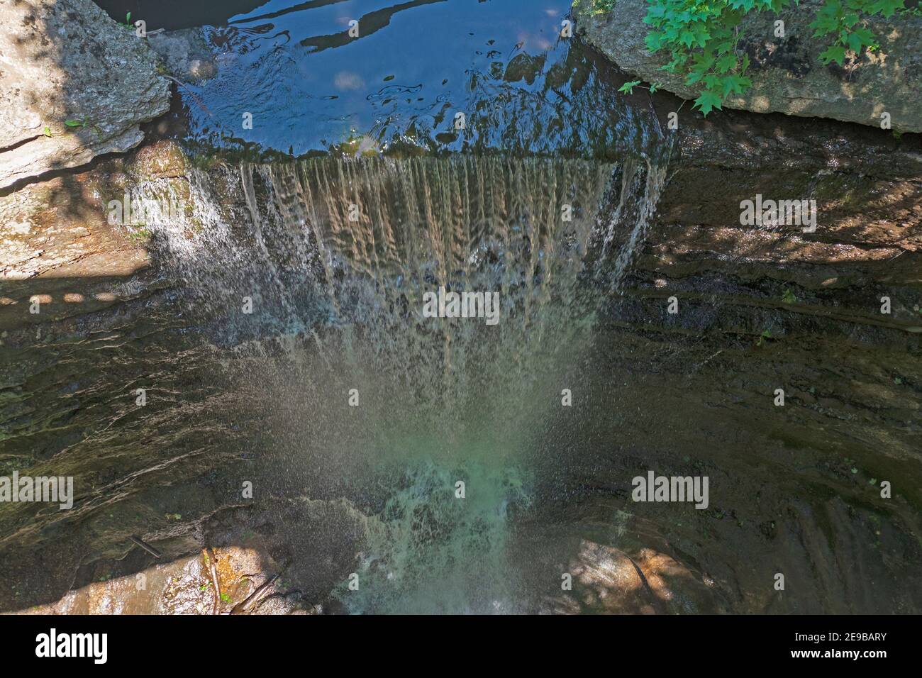 Looking Down a Waterfall at Matthiessen State Park in Illinois Stock ...
