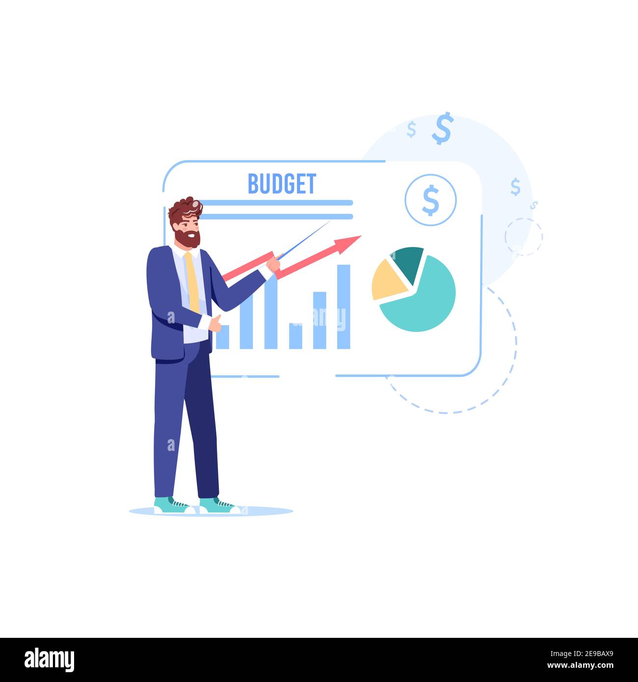 Flat cartoon character at financial,money management education course ...