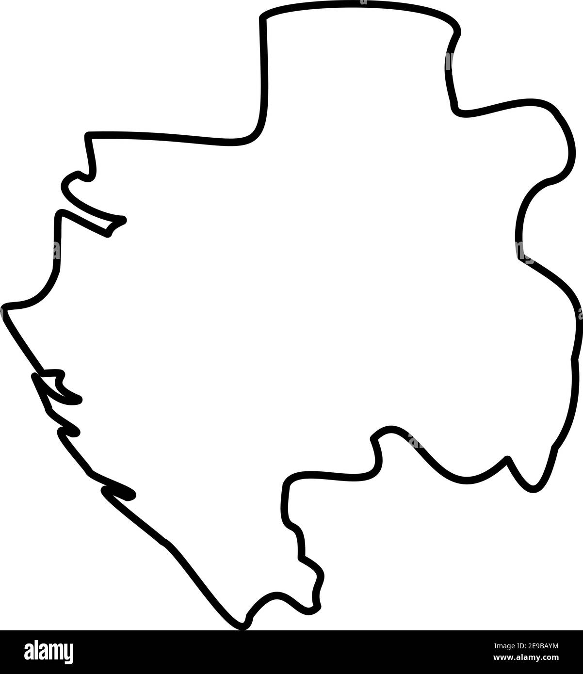 Gabon Solid Black Outline Border Map Of Country Area Simple Flat
