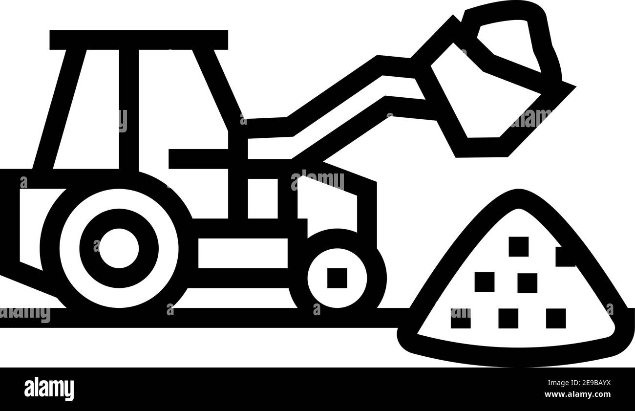 tractor stone gravel loading machine line icon vector illustration ...
