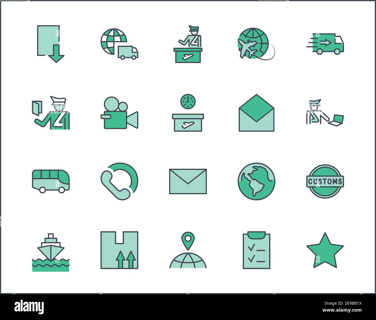 International Customs Day Set Line Vector Icons. Editable Stroke. 32x32 ...