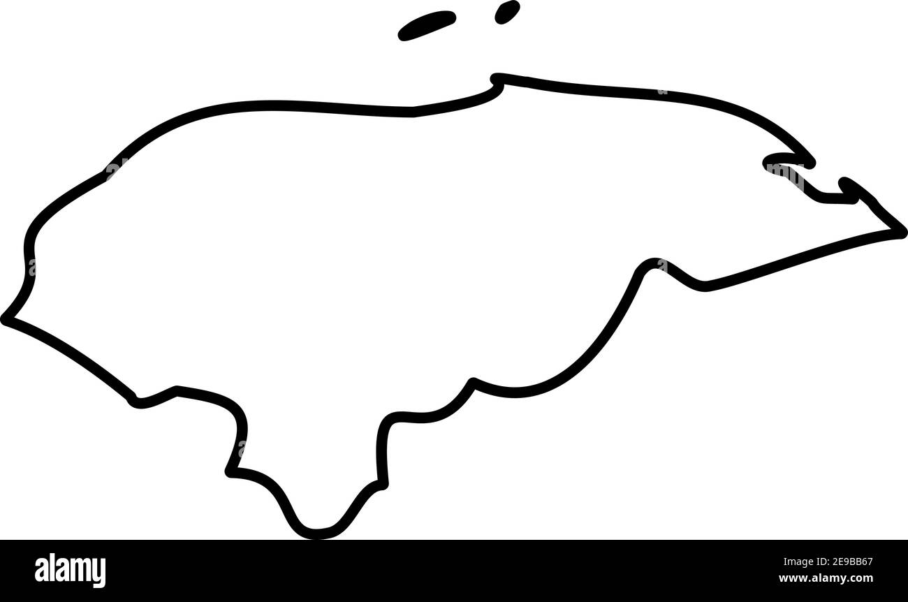 Honduras - solid black outline border map of country area. Simple flat ...
