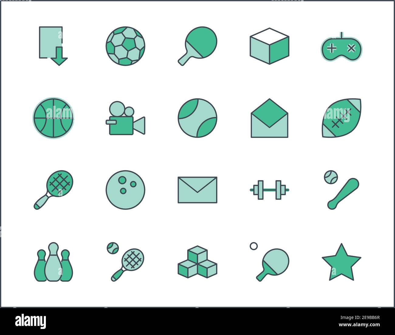 Set of Sports balls, hobbies, entertainment vector line icons. It ...