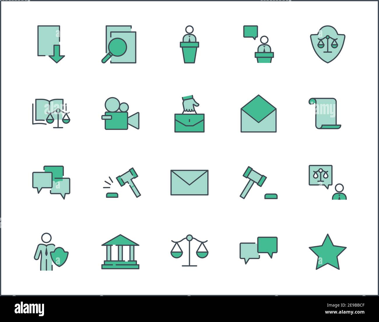 Set of Law and justice Vector Line Icons. Contains such Icons as weapon ...