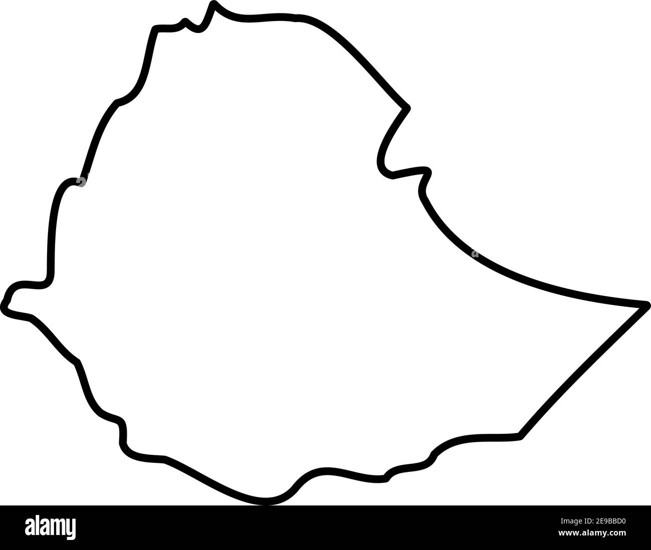 Ethiopia - solid black outline border map of country area. Simple flat ...