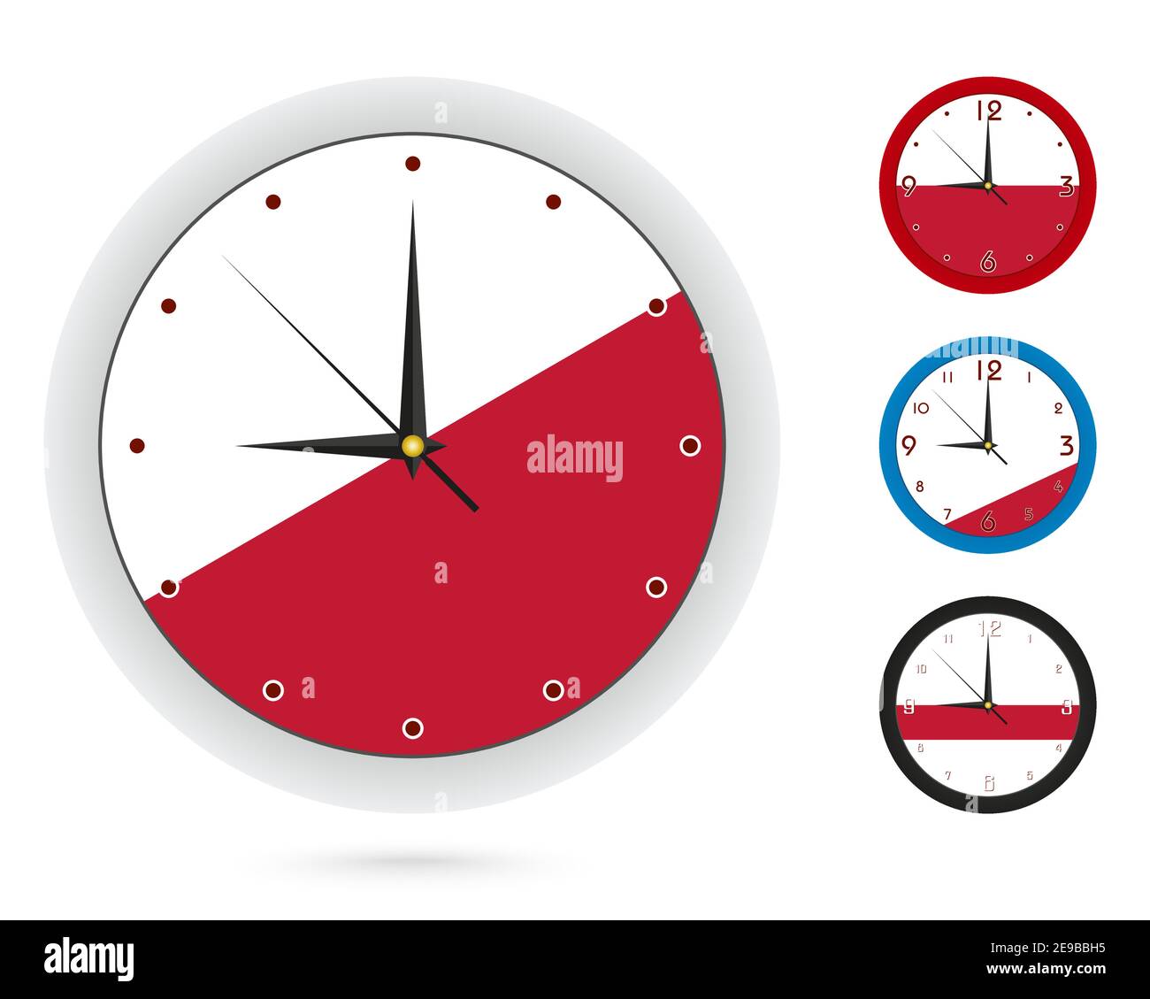 Wall Clock Design with National Flag of Poland. Four different design ...