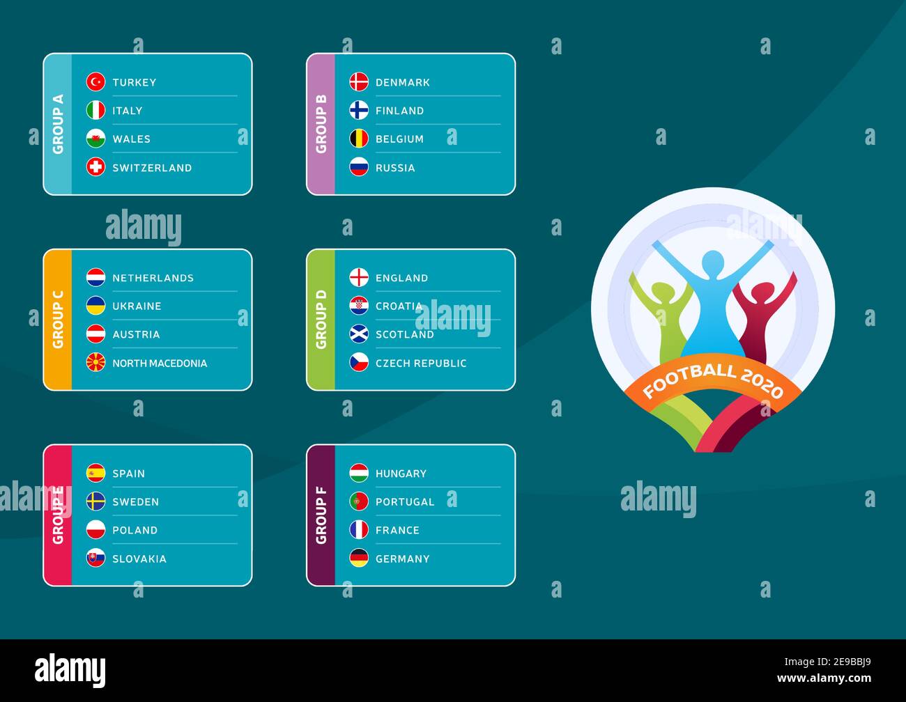 Football 2020 tournament final stage groups vector stock illustration ...