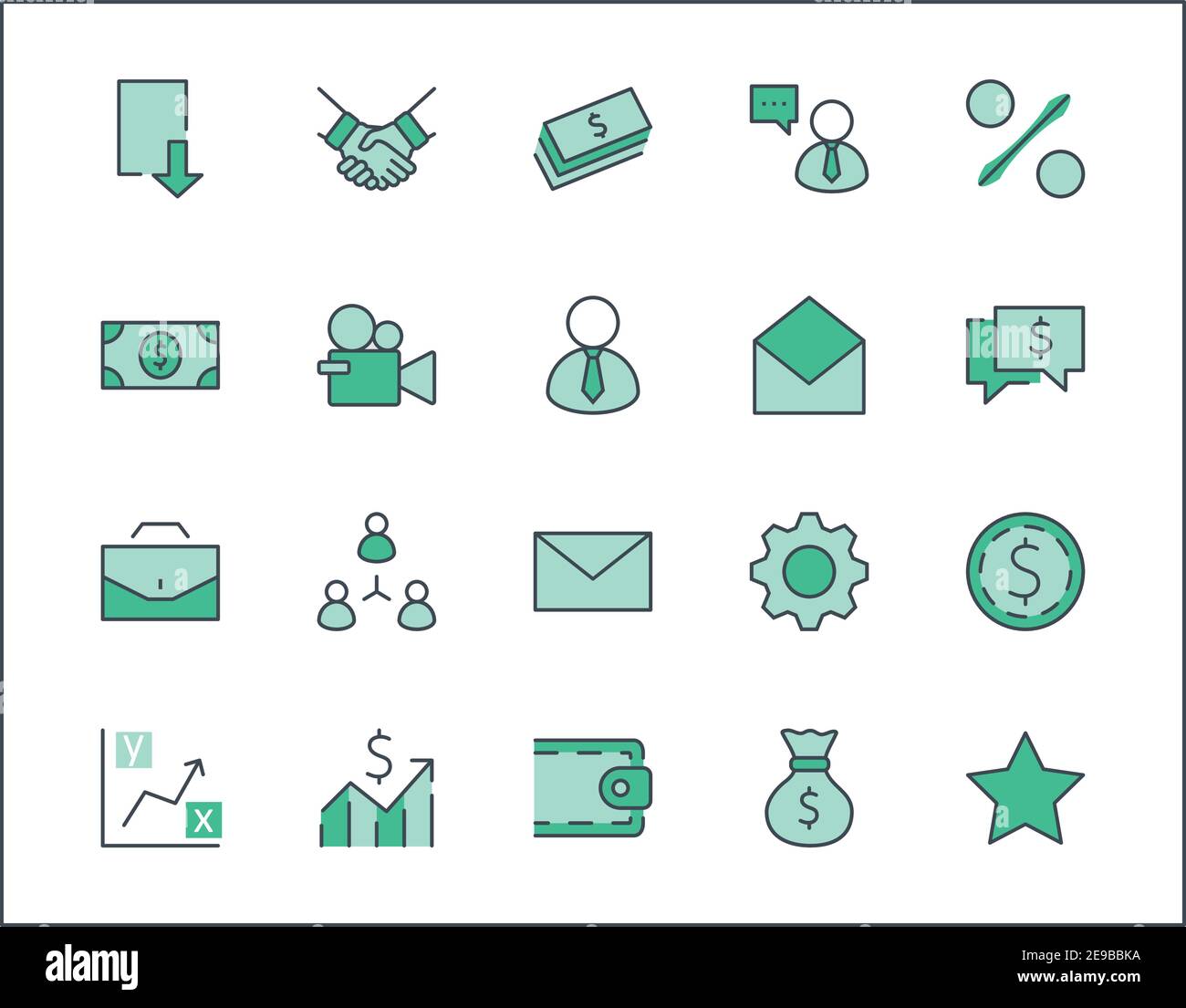 Set of Business vector line icons. It contains symbols of a handshake ...