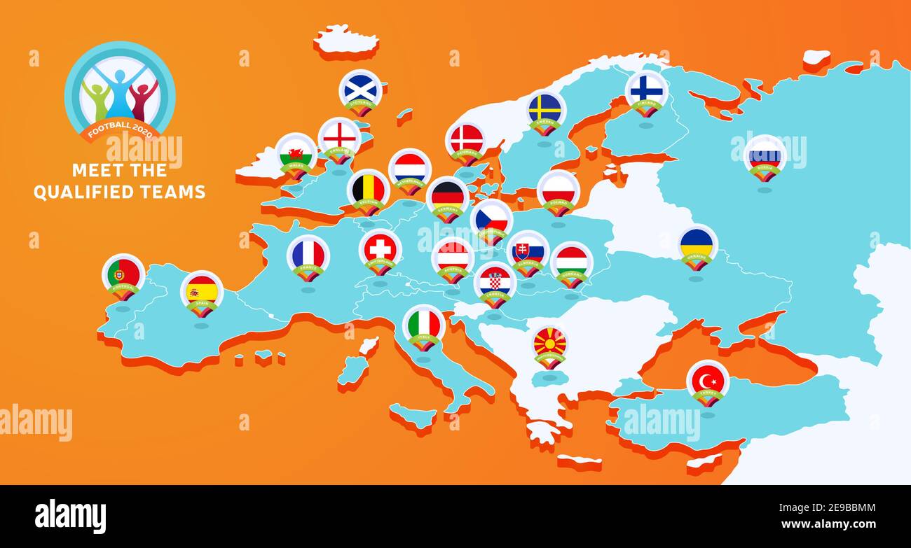 European 2020 football championship Vector illustration with a map of ...