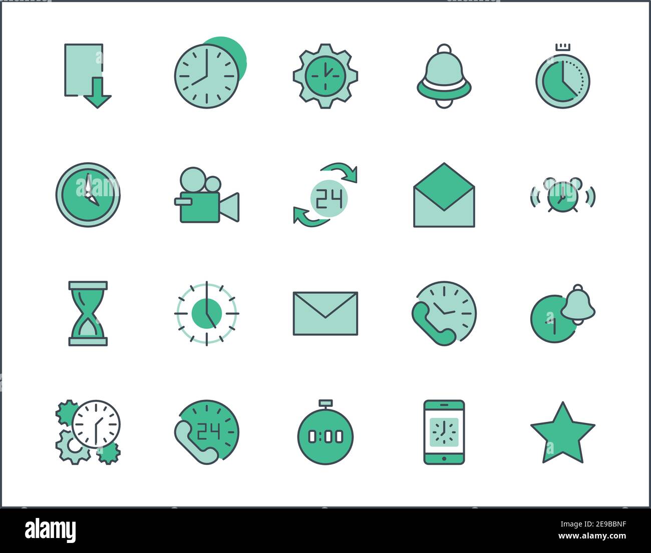 Set Of Time Vector Line Icons Contains Such Icons As Timer Speed Alarm Restore Time