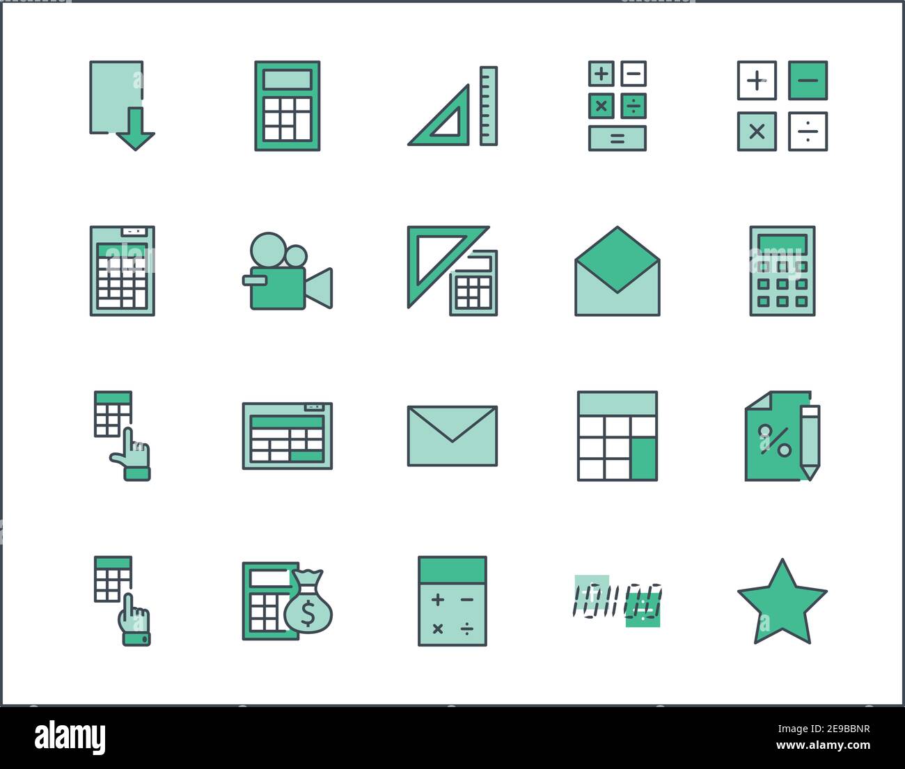 Set of Calculation Vector Line Icons. Contains such Icons as Calculator ...