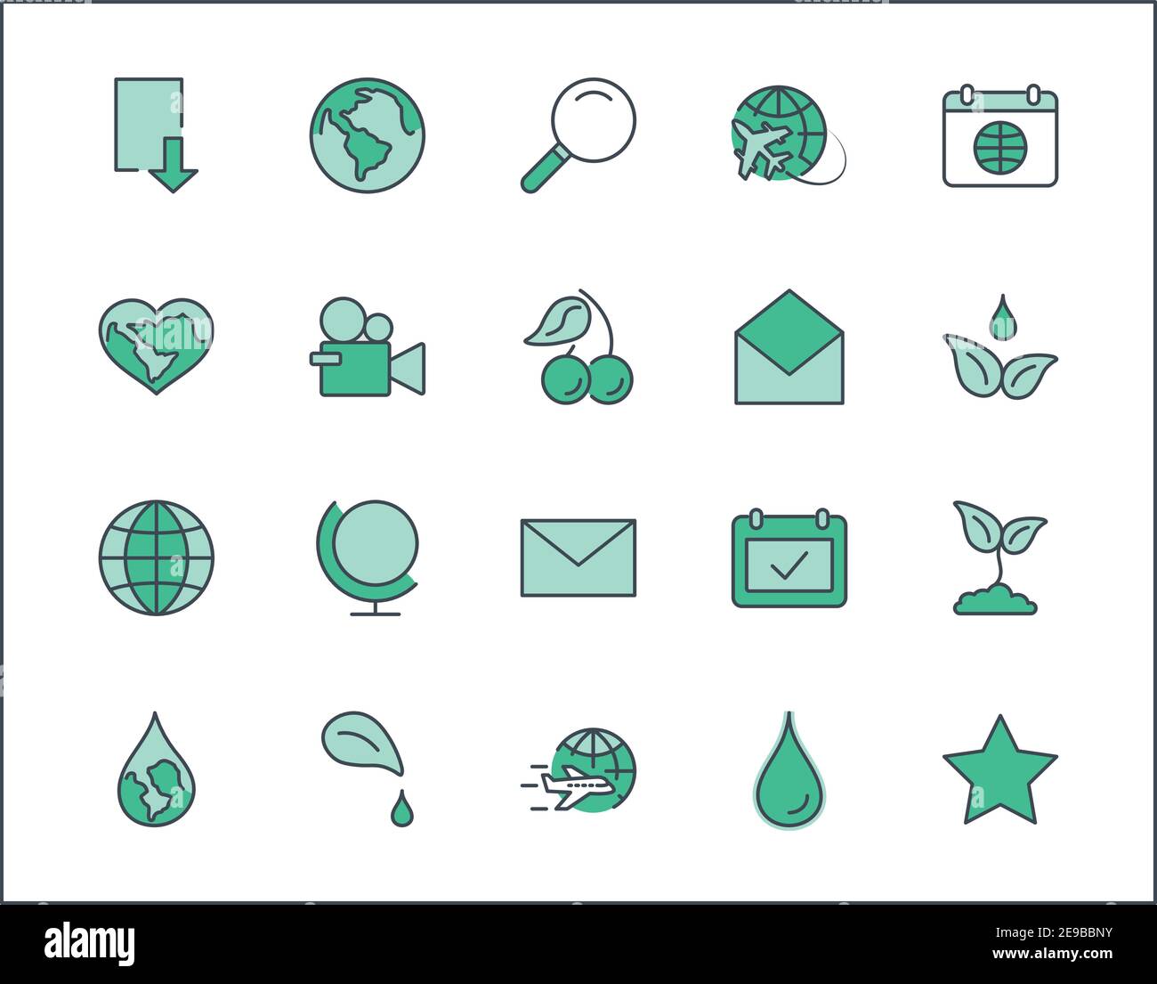 Earth Day Vector Line Icons Set. Editable Stroke. 32x32 Pixel Perfect ...