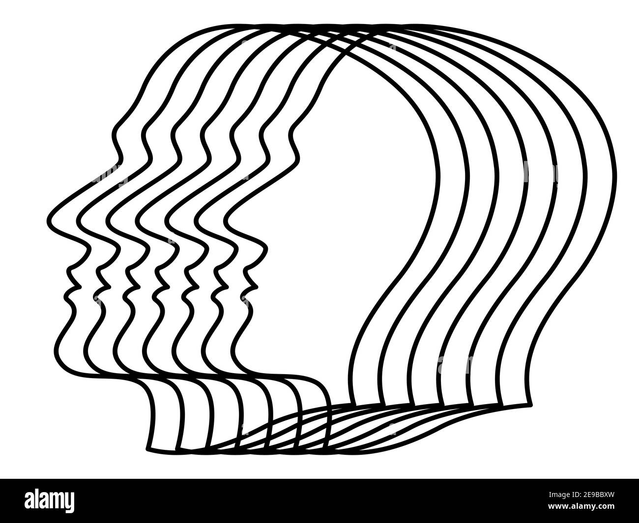Illustration of the abstract contour human profile heads Stock Vector ...
