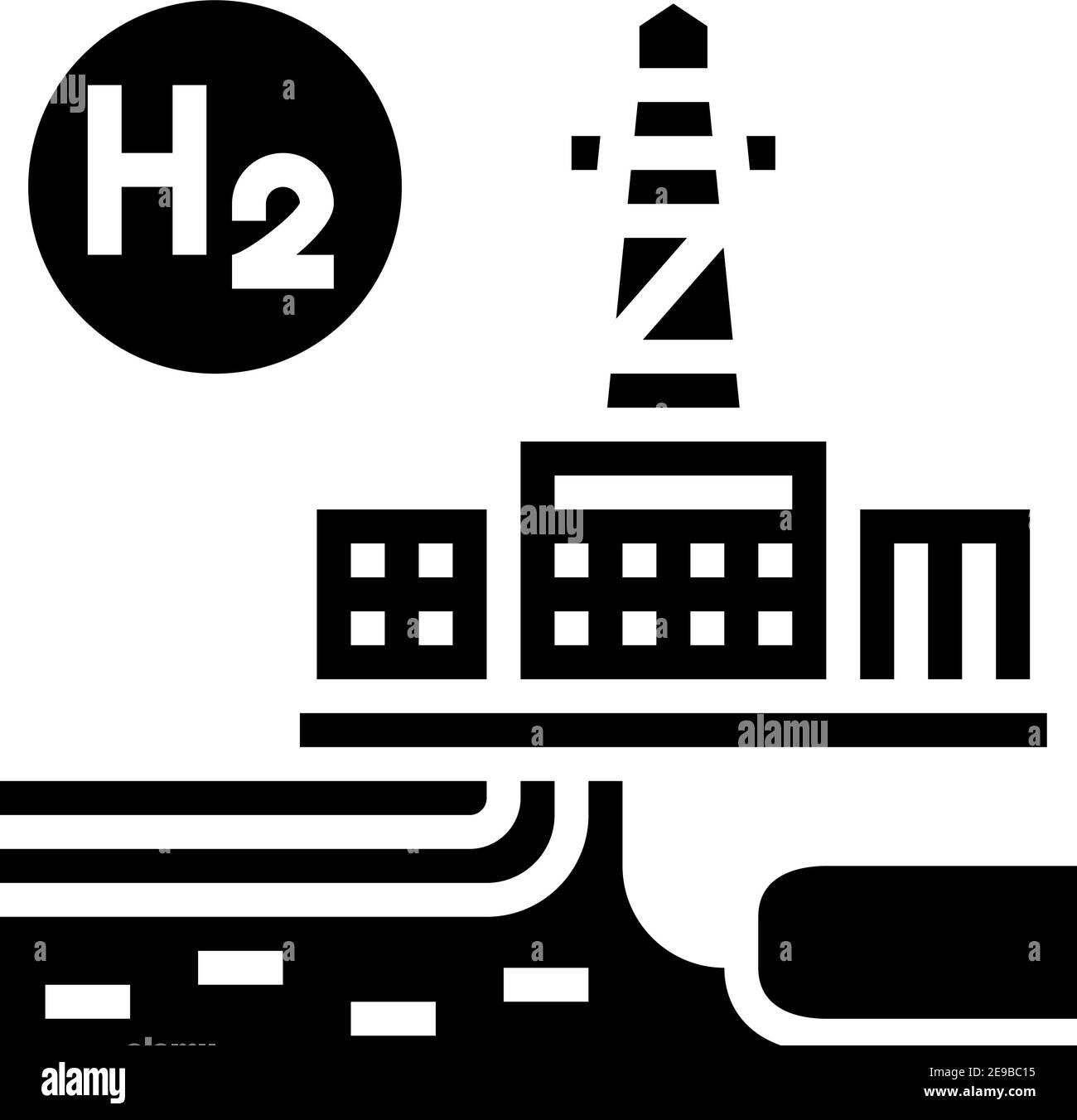 factory hydrogen glyph icon vector illustration Stock Vector Image ...
