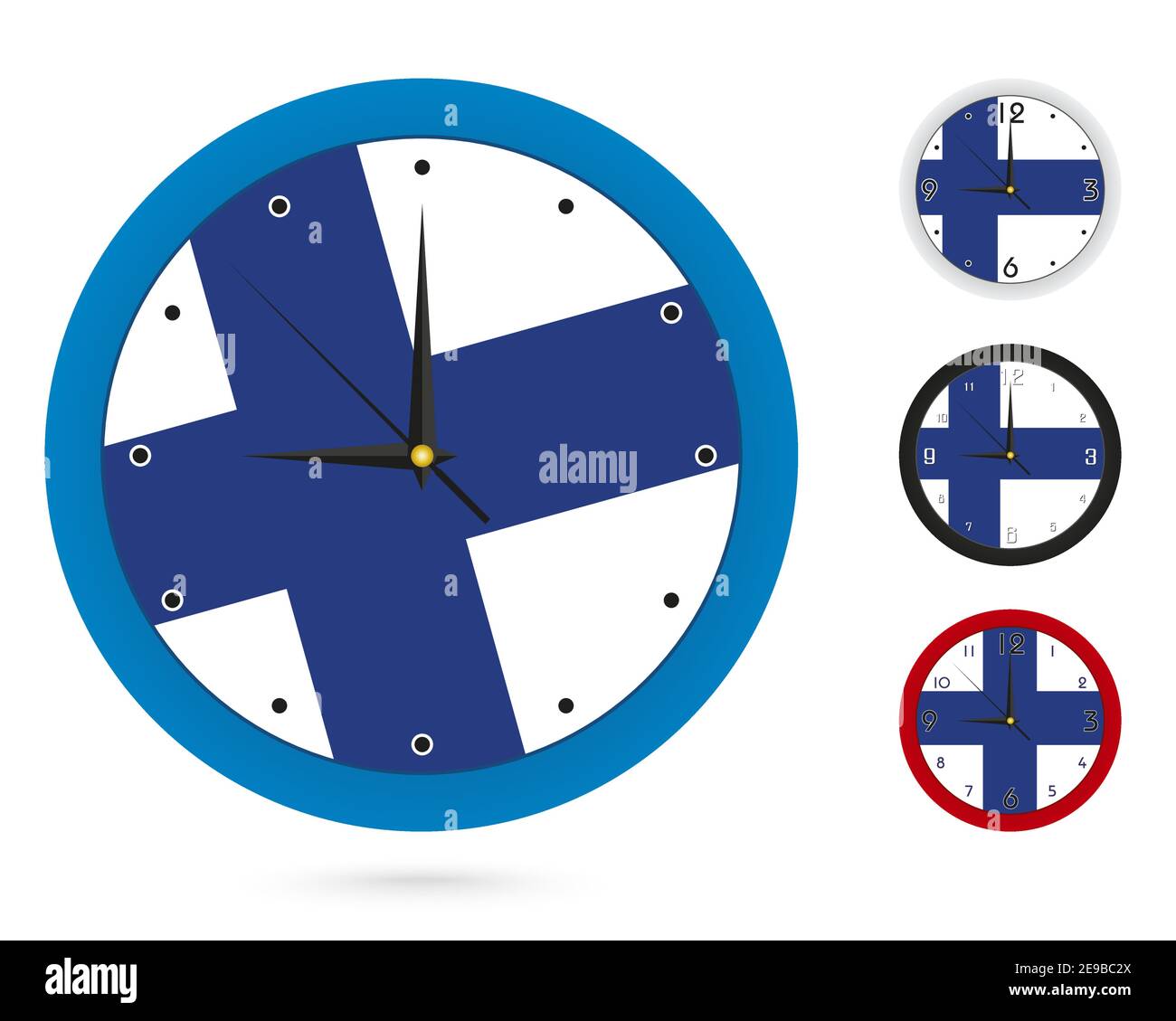 Wall Clock Design with National Flag of Finland. Four different design ...